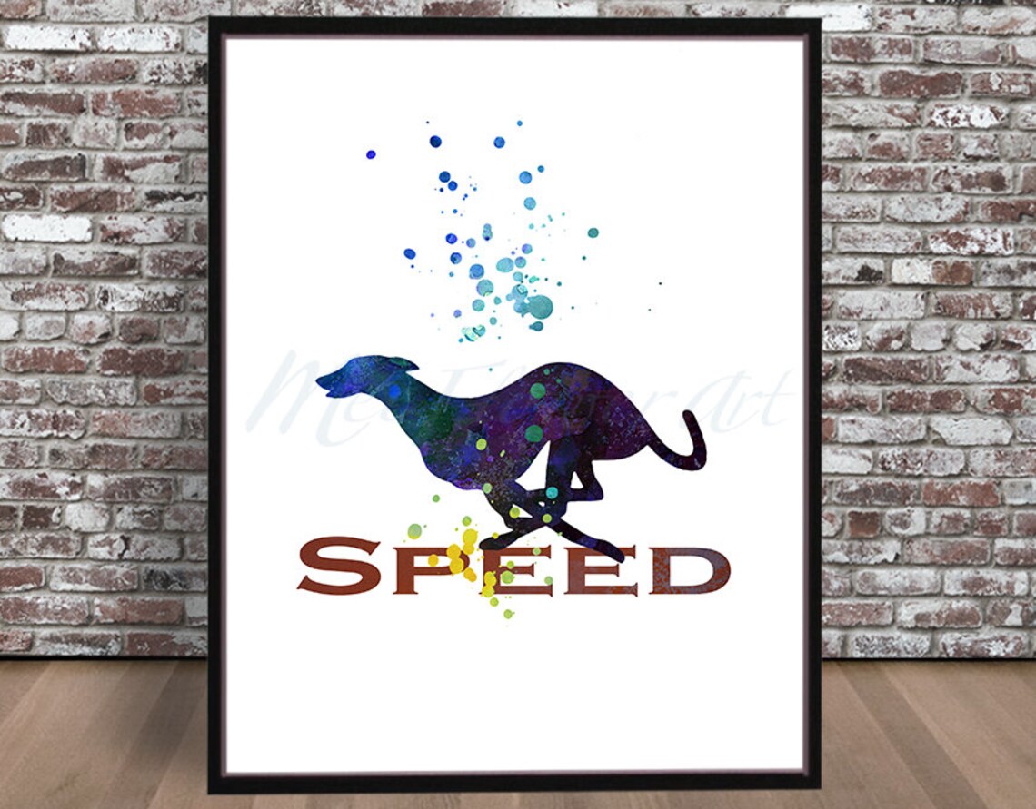 Greyhound Watercolor PRINT Series, Speed Beauty Grace Words, Painting ...