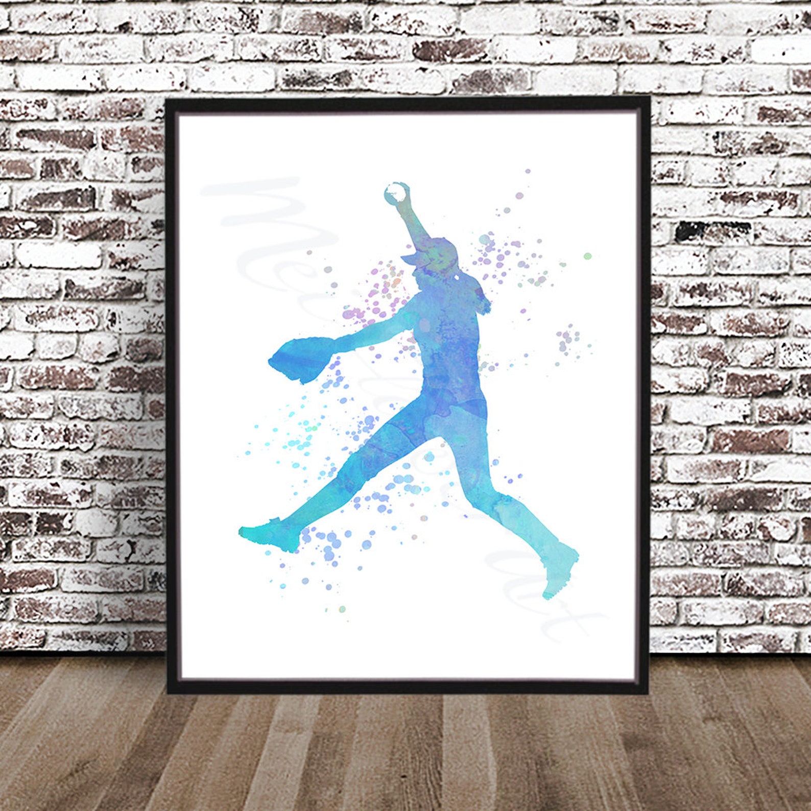 Girls Softball Poster, Softball PRINT, Woman Playing Softball, Softball ...