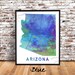 Arizona State Watercolor Painting, AZ Map PRINT Watercolour, Poster ...