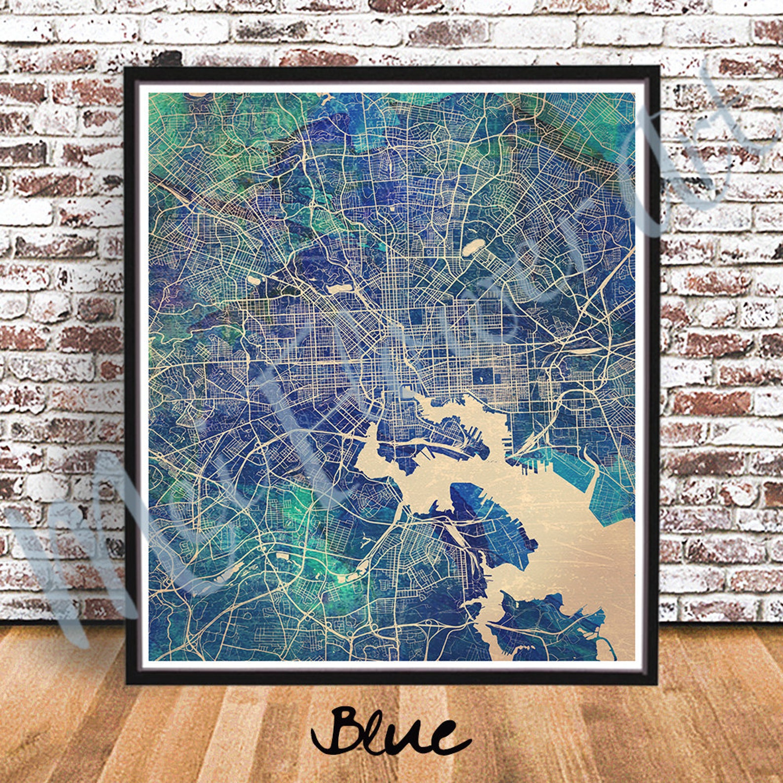 Vintage Baltimore Street Map Watercolor Painting Baltimore - Etsy