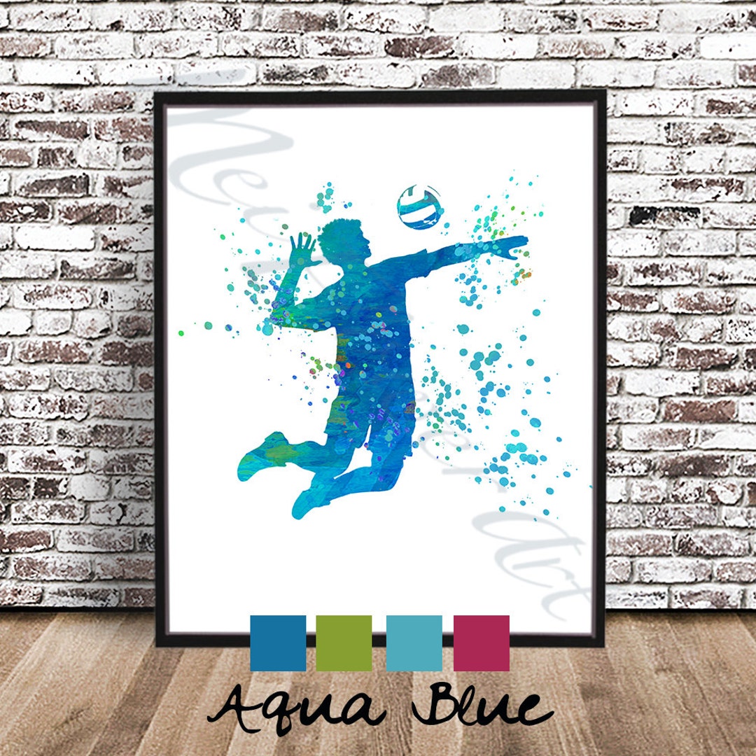 Men's Volleyball PRINT, Boy's Volleyball Poster, Volleyball Art ...