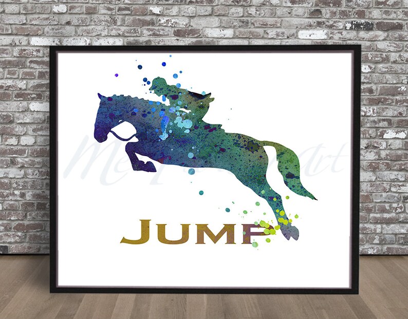 Jump Word Horse Watercolor Hunter Painting Jumping Print | Etsy