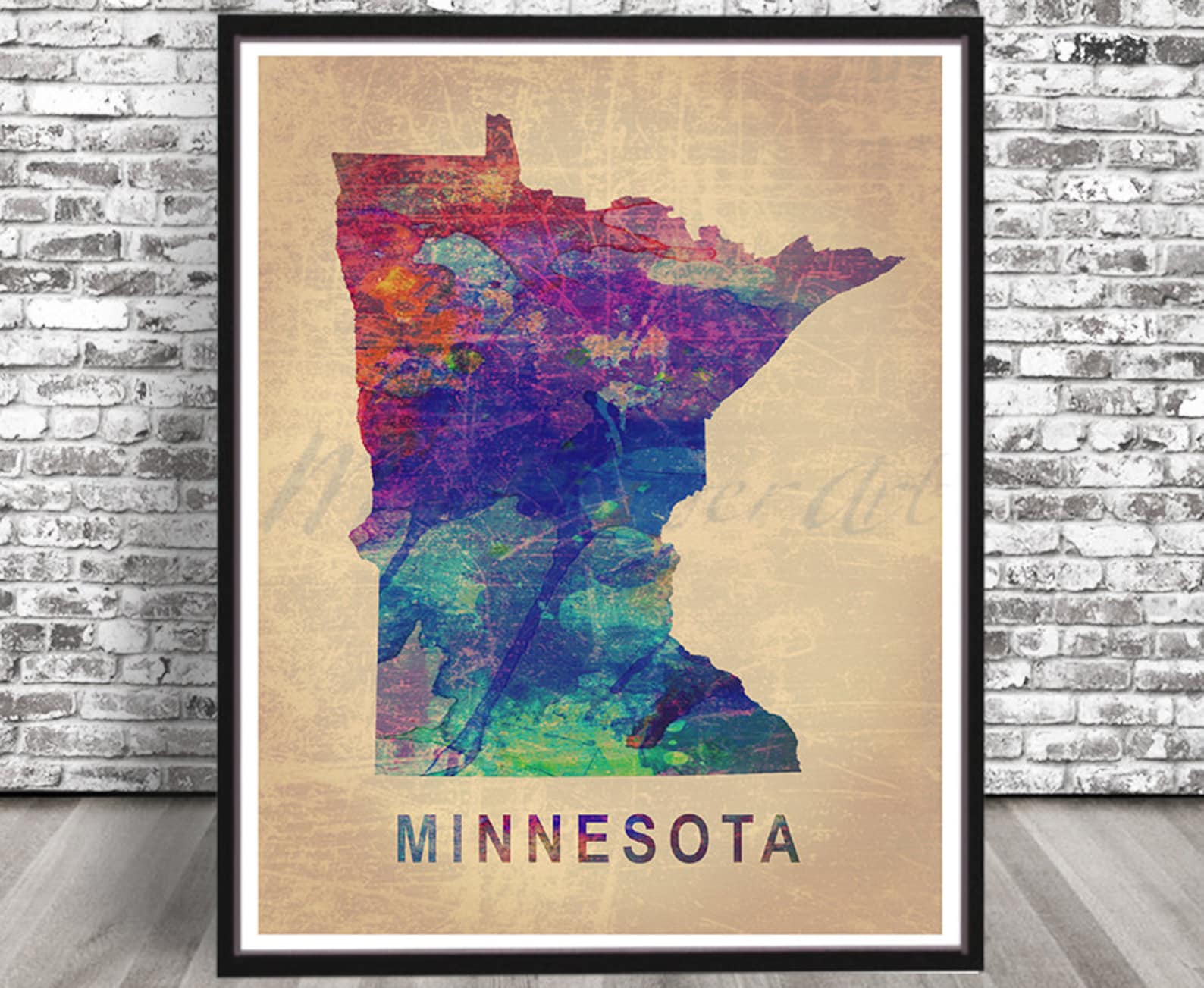 Vintage Minnesota State Watercolor Map Watercolour Painting - Etsy