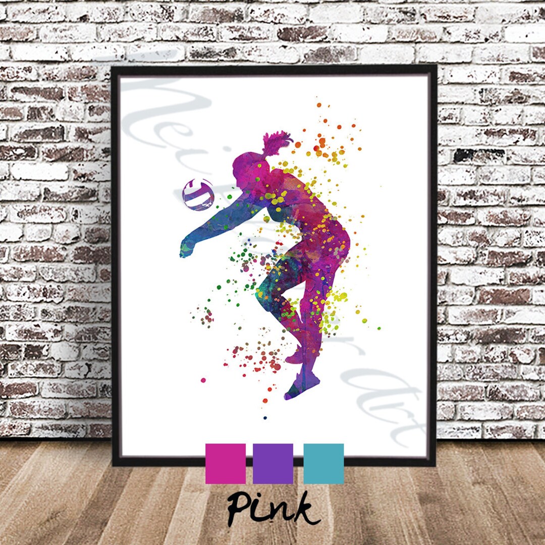 Girl's Volleyball PRINT, Woman Volleyball Poster, Volleyball Art ...