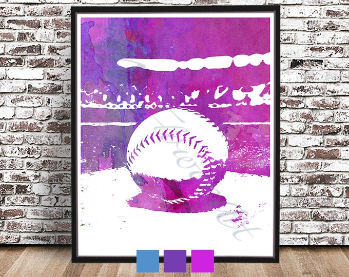 Girls Softball Poster, Softball PRINT, Womens Softball Art, Sports Wall ...