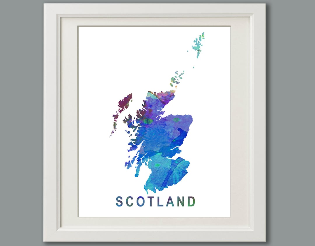 Scotland Country Map Watercolor Painting City Print Art Watercolour ...