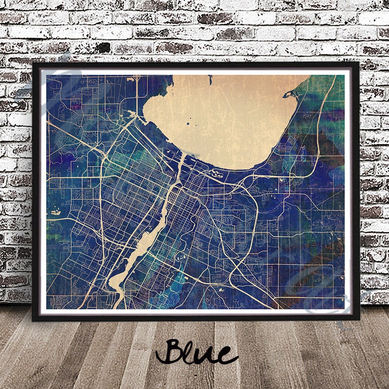 Vintage Green Bay Street Map Streetmap Greenbay Art Print - Etsy