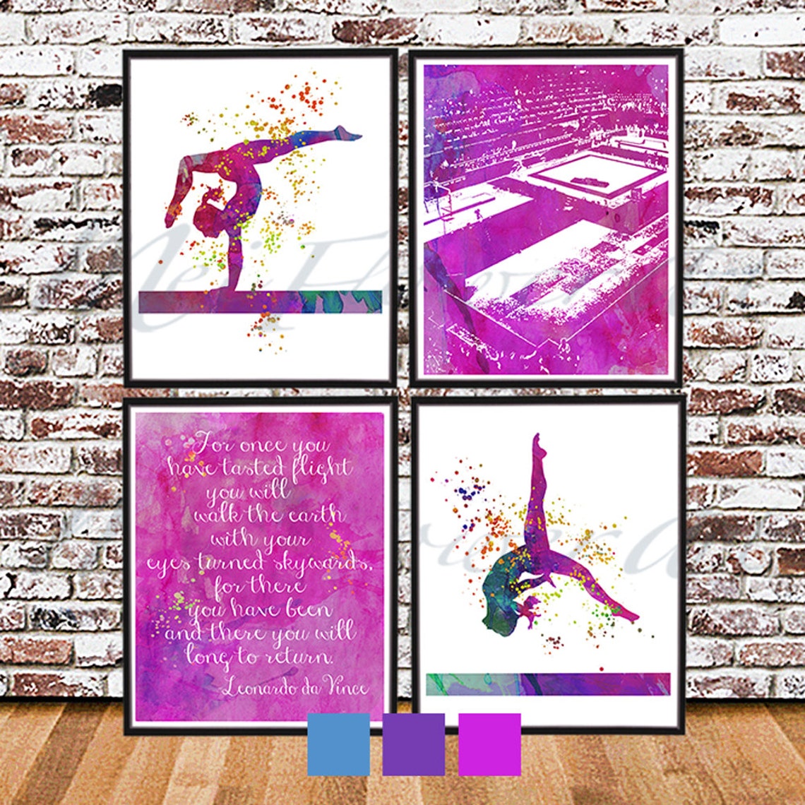 Girls Gymnastics Poster Set PRINT Series Womens Gymnastics | Etsy
