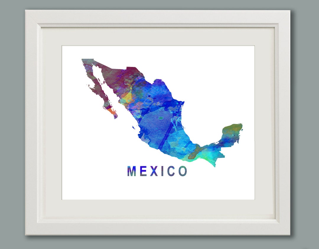 Mexico Country Watercolor Painting, City Print Art Illustration Rainbow ...