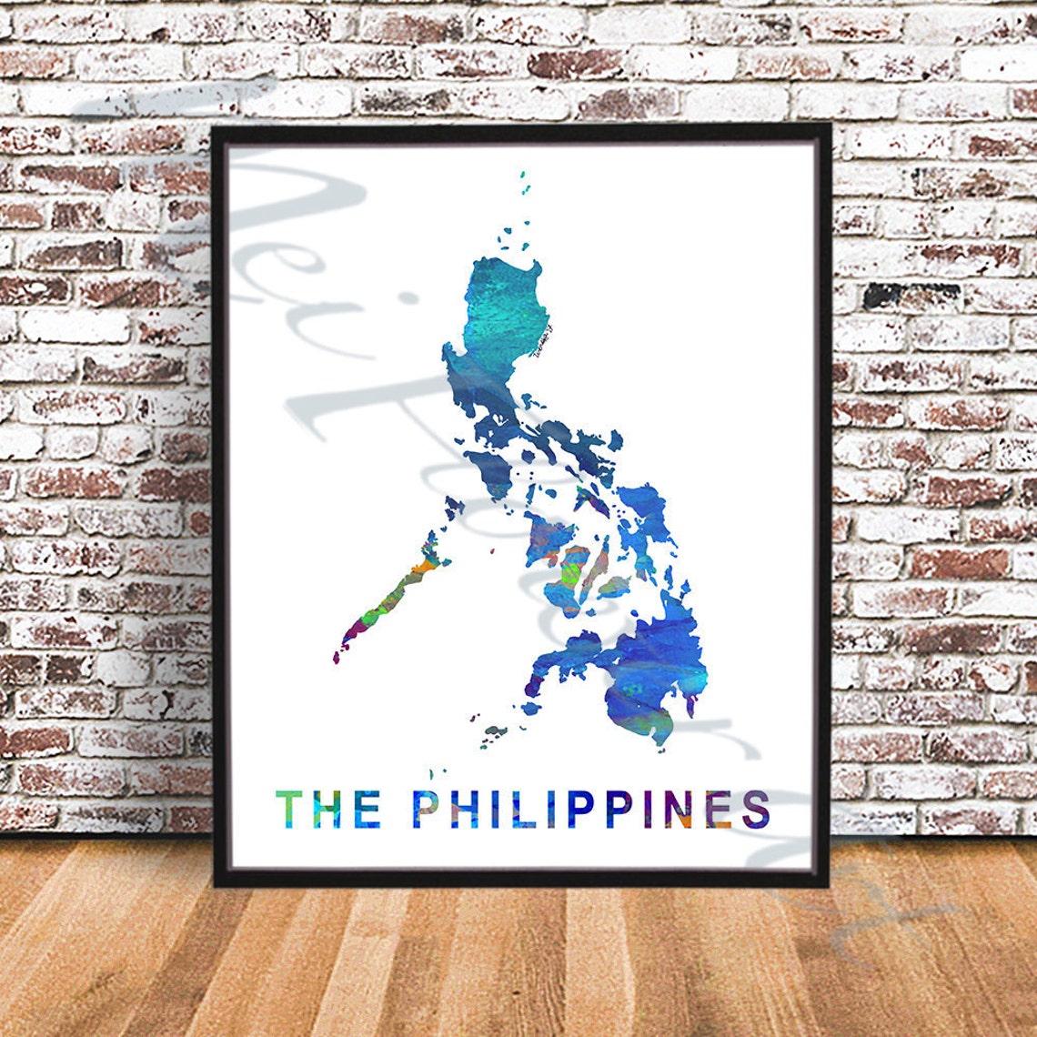 Philippines Map PRINT, Watercolor Painting, Filipino Map, Phillipines ...