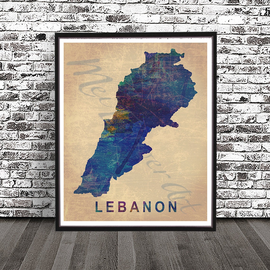 Vintage Lebanon Country Map Watercolor Painting City Print Art - Etsy