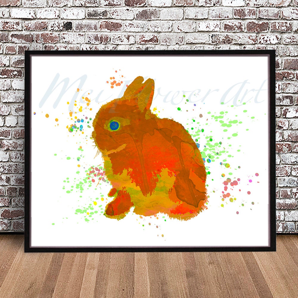 Netherland Dwarf Rabbit Watercolor Style PRINT Easter Bunny - Etsy