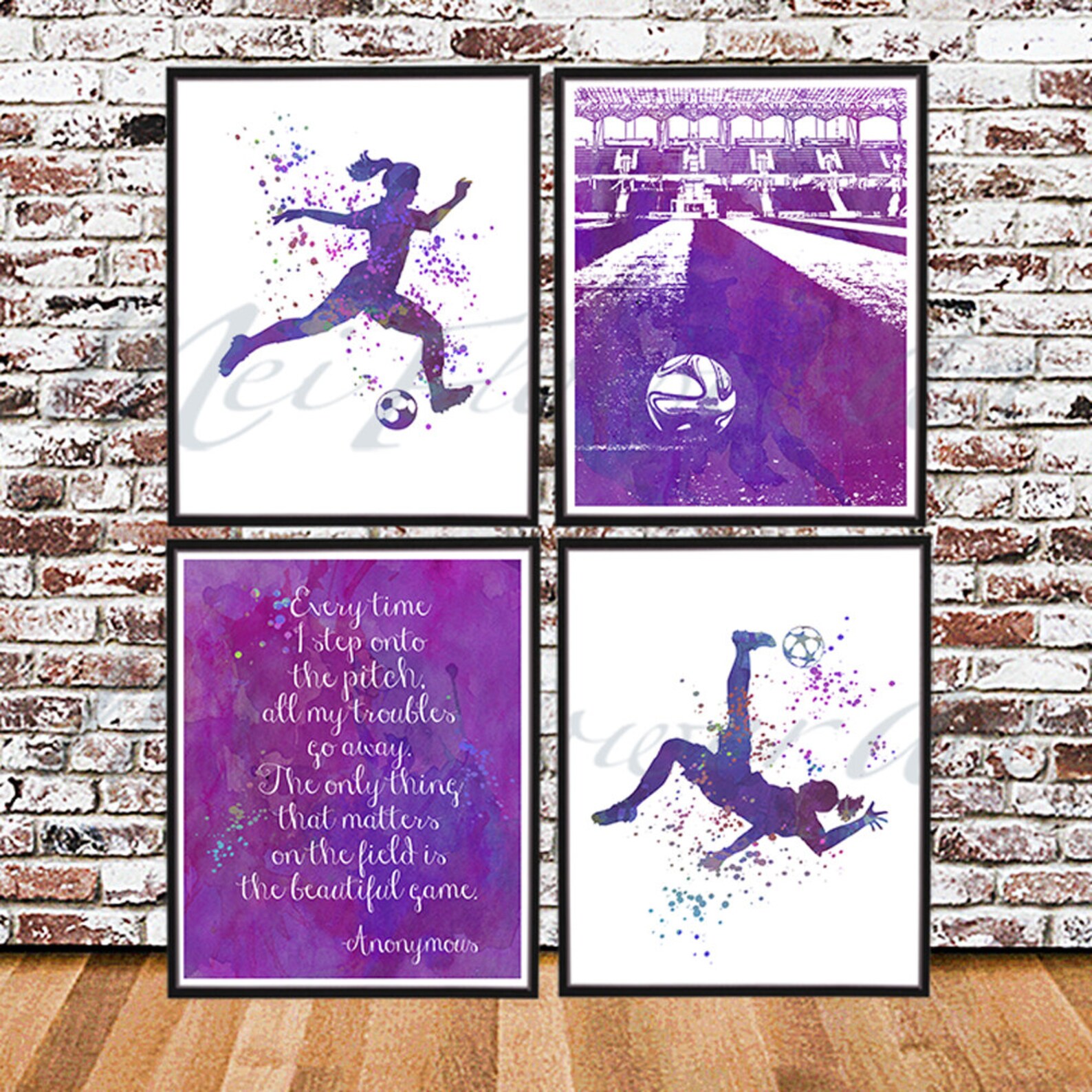 Girls Soccer Poster Set Football PRINT Woman Playing Soccer - Etsy