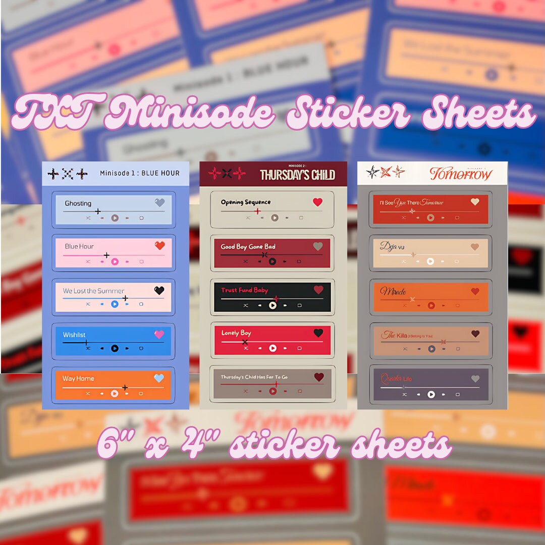 TXT Minisode Tracklist Sticker Sheets - Etsy