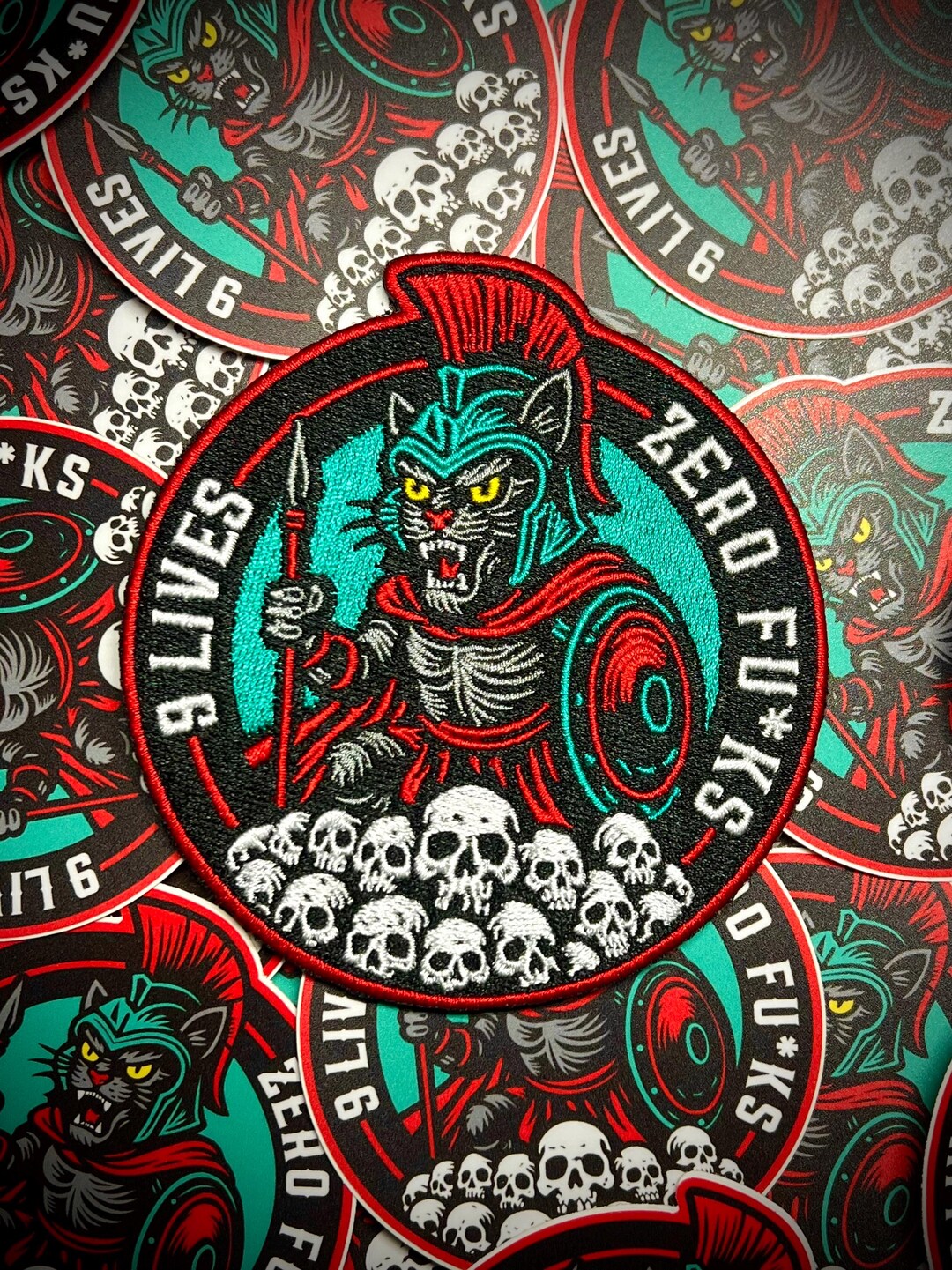 9 Lives Zero Fu*ks - Spartan Patch - Etsy