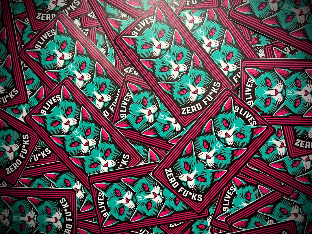 9 Lives Zero Fu*ks - Totem Sticker - Etsy