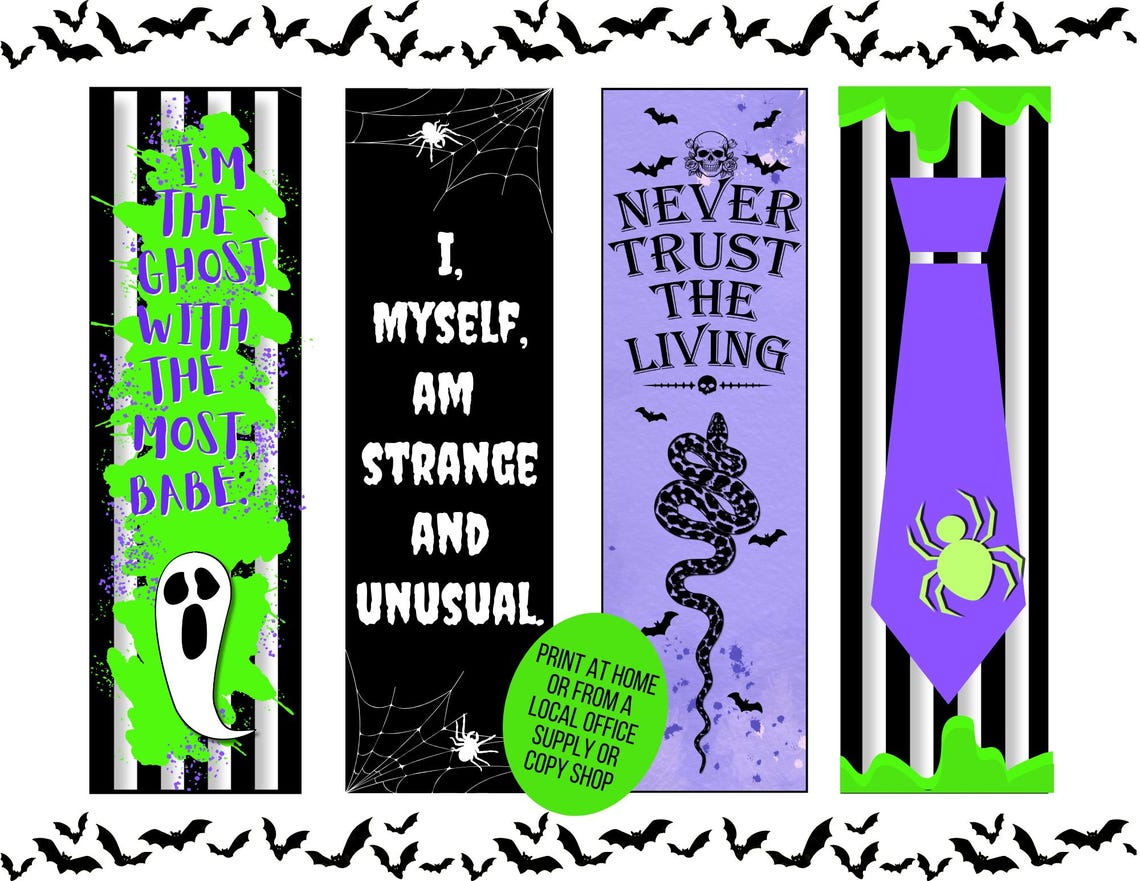Beetlejuice Inspired Printable Bookmark Spooky Bookmark Gothic Bookmark ...