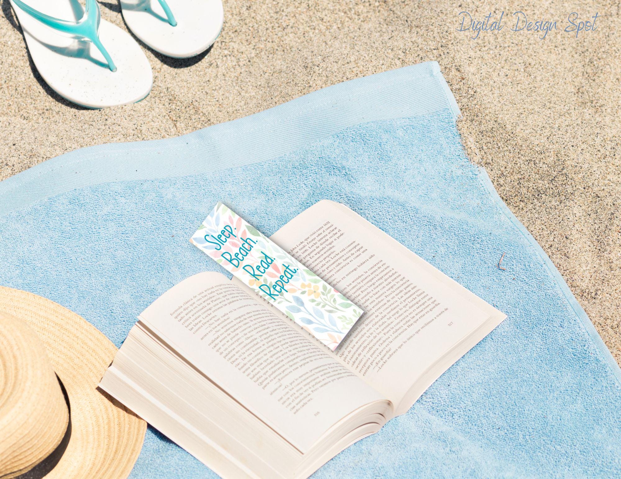 Beach Reading Printable Bookmark | Digital Bookmark Instant Download ...