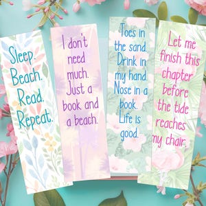 Beach Reading Printable Bookmark | Digital Bookmark Instant Download ...