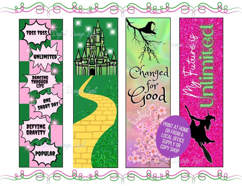 Wicked-ly-inspired Bookmark Set | Wicked Printable Bookmark: Popular ...