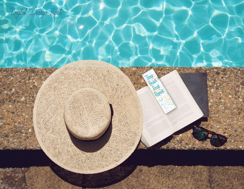 Beach Reading Printable Bookmark Digital Bookmark Instant Download 4 ...