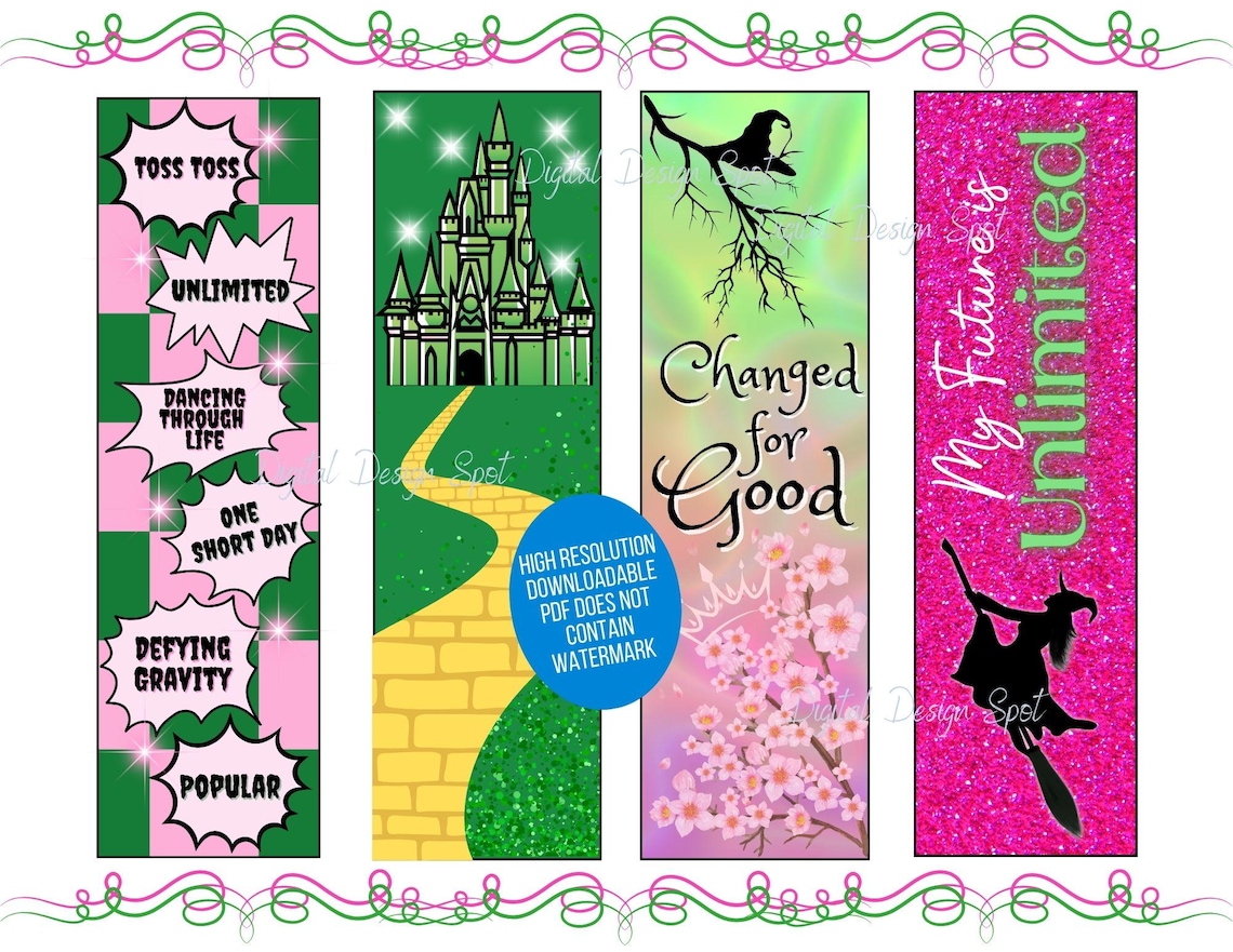 Wicked-ly-inspired Bookmark Set | Wicked Printable Bookmark: Popular ...
