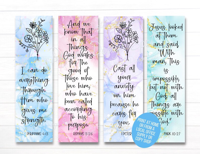 Inspirational Bible Verse Printable Bookmark | Spiritual Bookmark ...