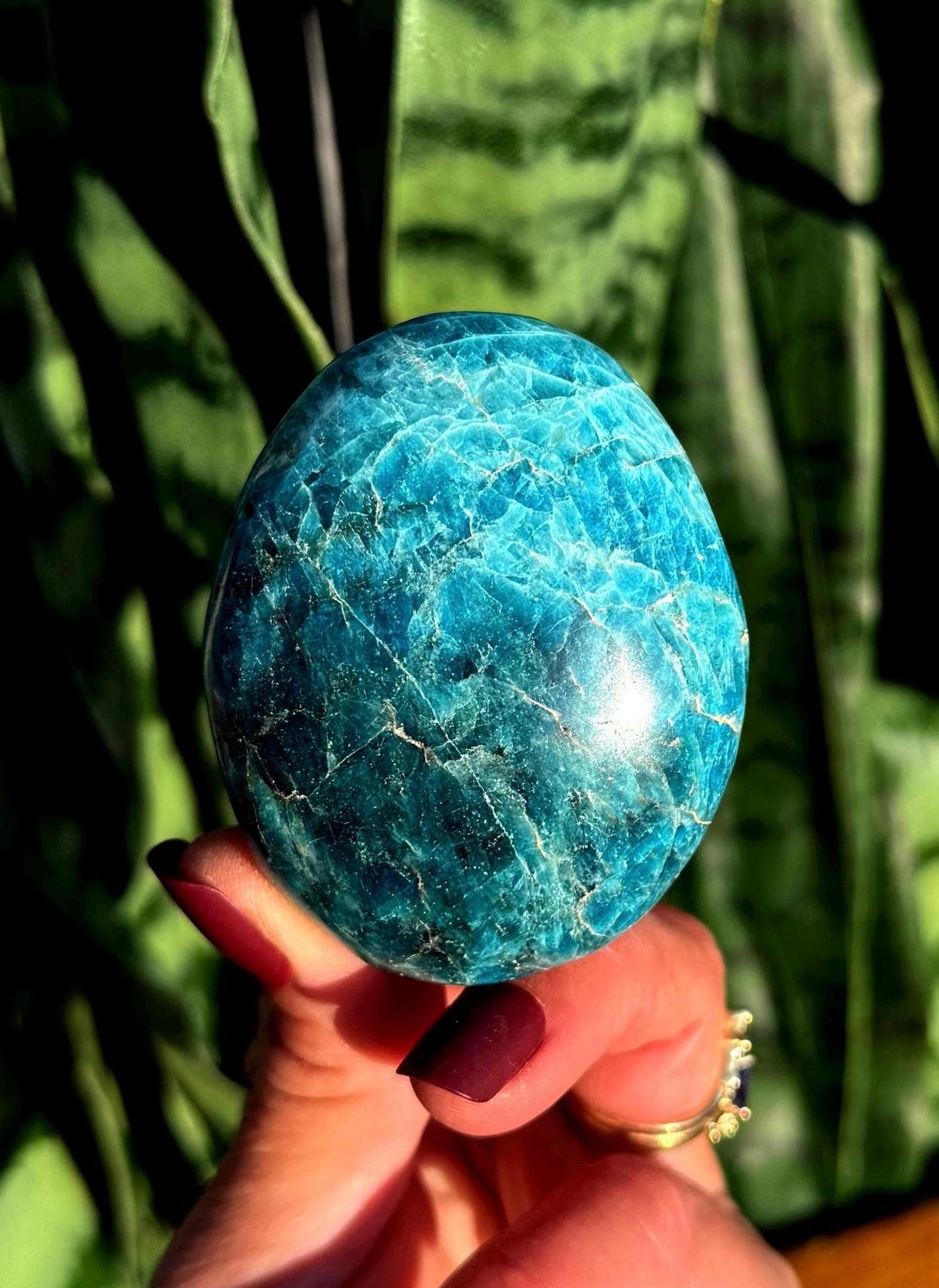 Blue Apatite Crystal Palm Stone - Third Eye Chakra Crystal for ...