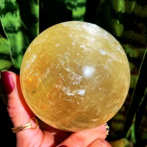 Optical Honey Calcite Sphere W/ Stand - for Cleansing & Amplifying ...