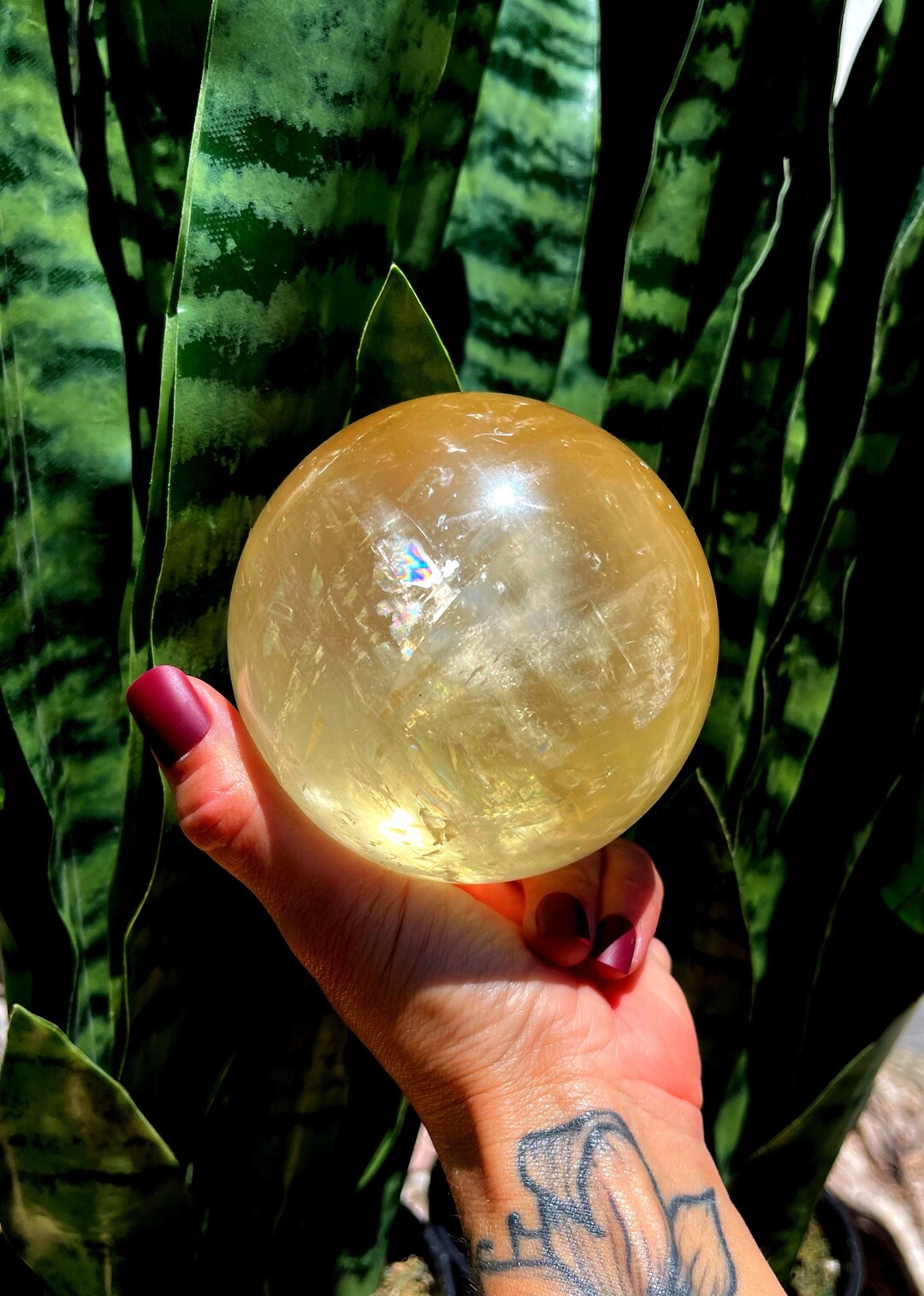 Optical Honey Calcite Sphere W/ Stand - for Cleansing & Amplifying ...