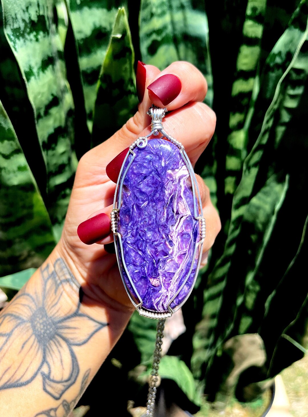 Charoite Necklace in Sterling Silver - for High Spiritual Energy ...