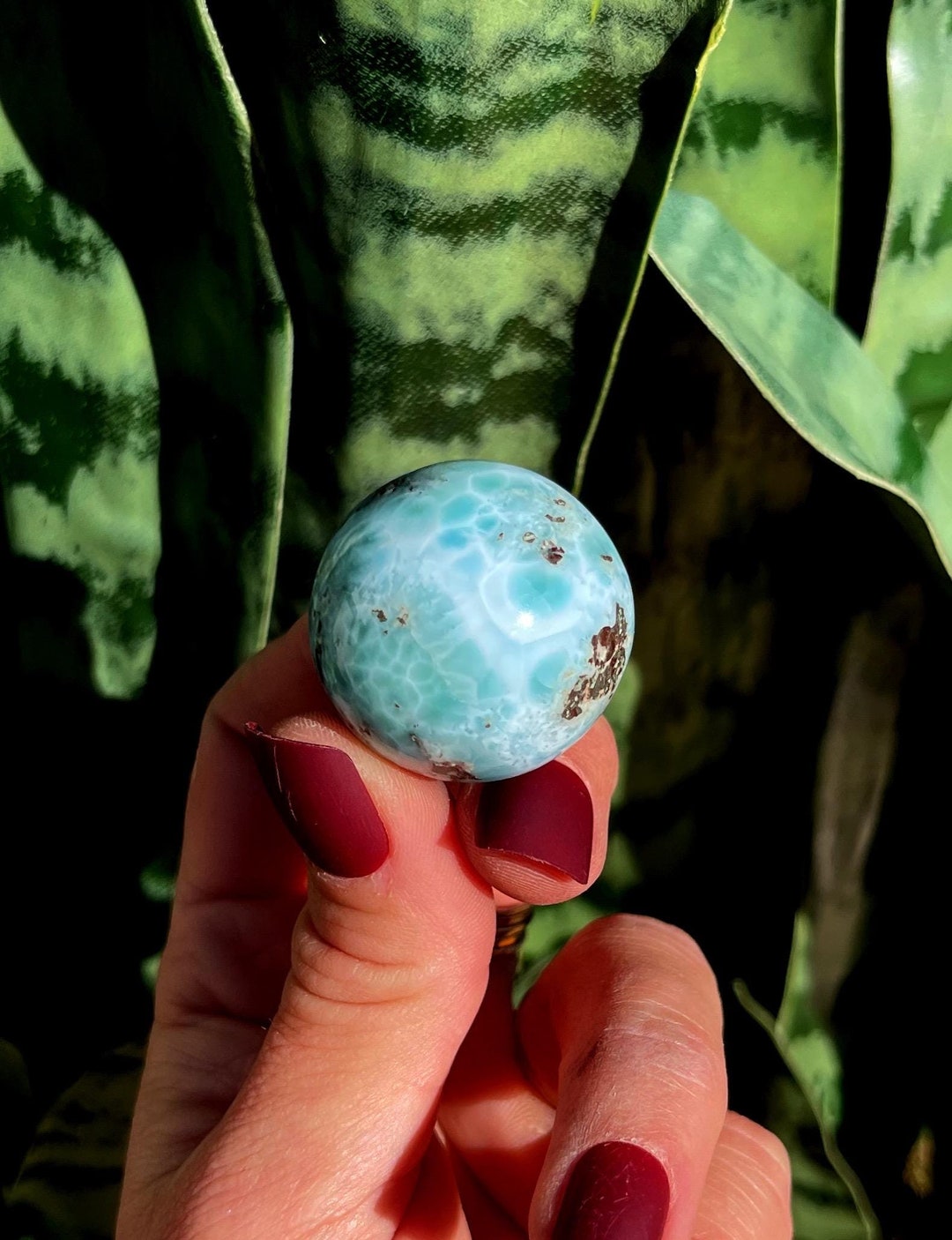Larimar Sphere W/ Stand Throat Chakra Stone Soulmate Stone Larimar ...
