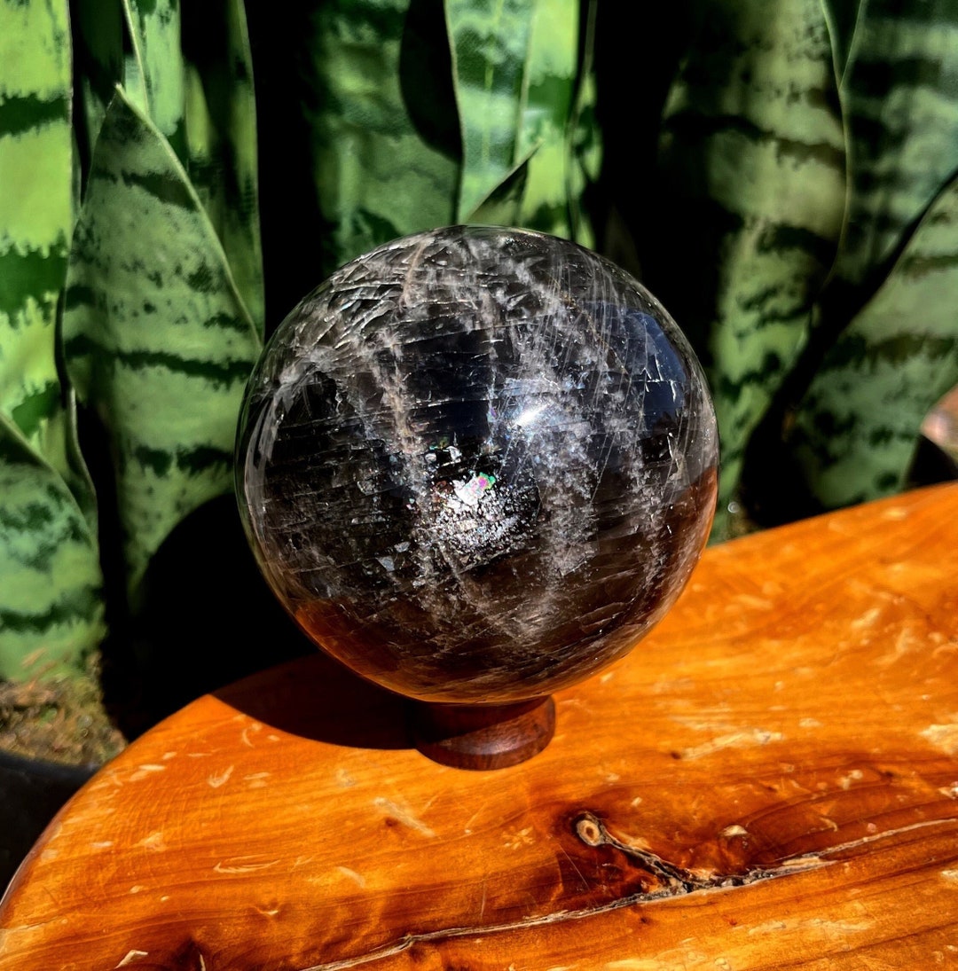 Black Moonstone Sphere W/ Stand - New Moon Crystal - for Protection ...
