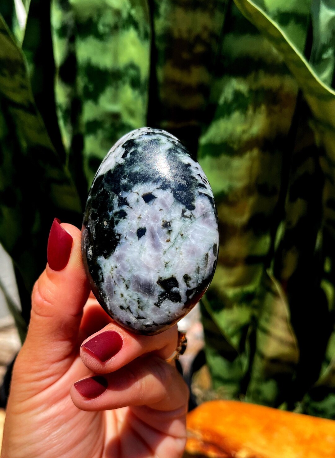 Merlinite Crystal Palm Stone Aka Indigo Gabbro Palm Stone - Crown ...
