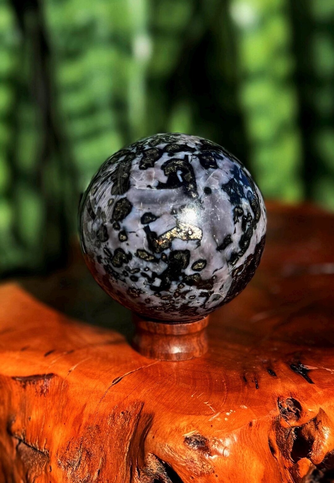 Merlinite Sphere W/ Stand - Aka Indigo Gabbro - Yin and Yang Crystal - Etsy
