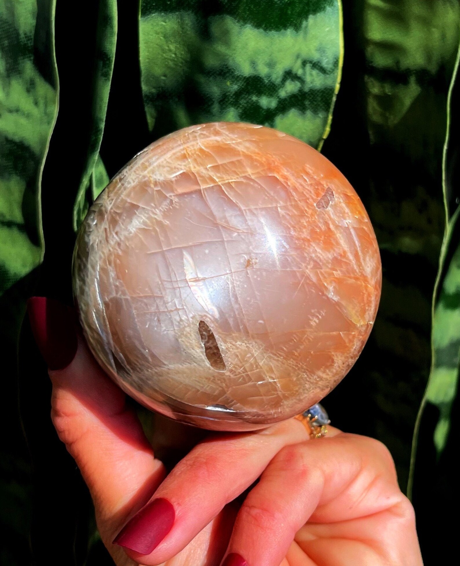 Peach Moonstone Sphere W/ Stand for Embracing Your Divine Feminine ...