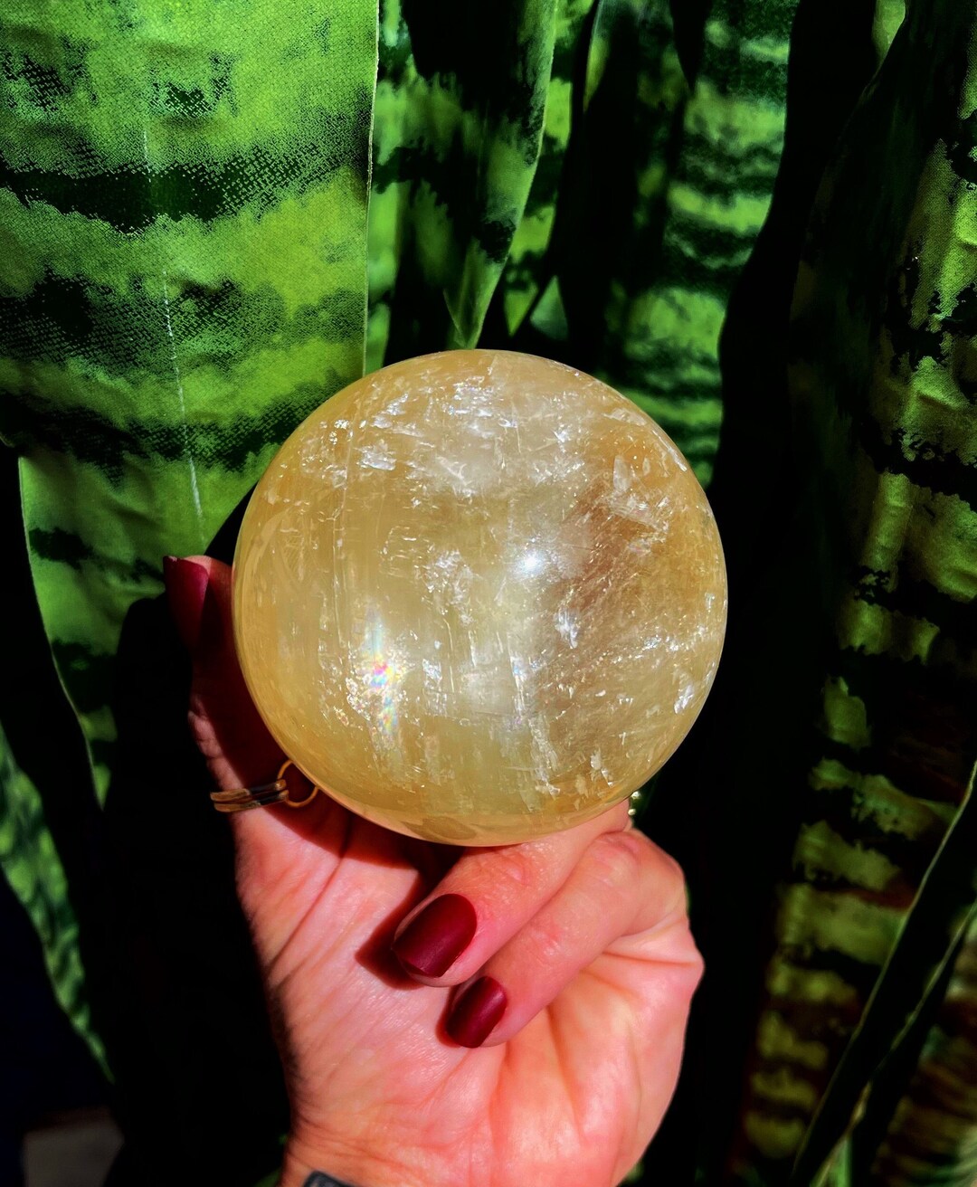 Optical Honey Calcite Sphere W/ Stand - for Cleansing & Amplifying ...