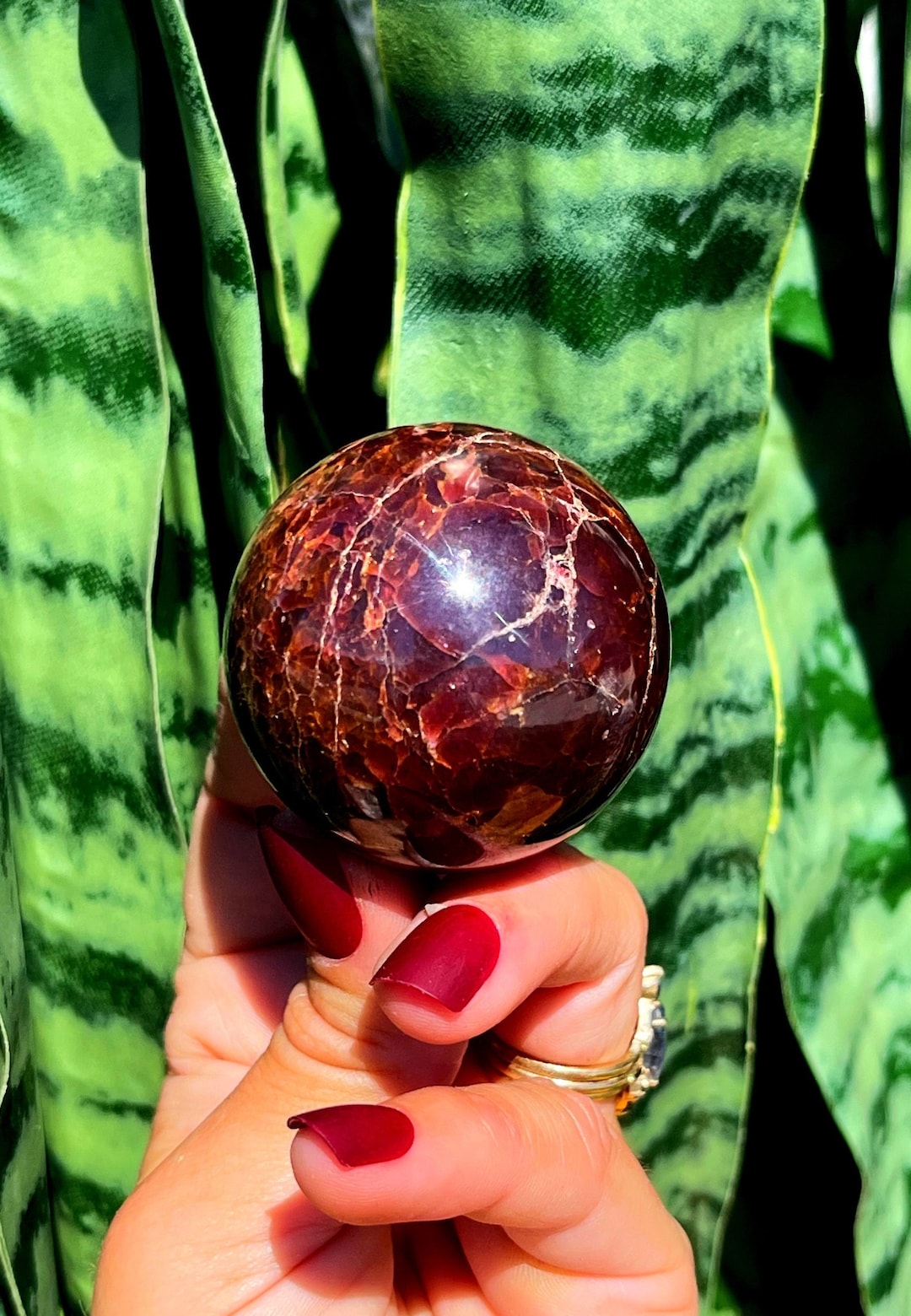Star Garnet Sphere W/ Stand Root Chakra Crystal for Vitality and ...