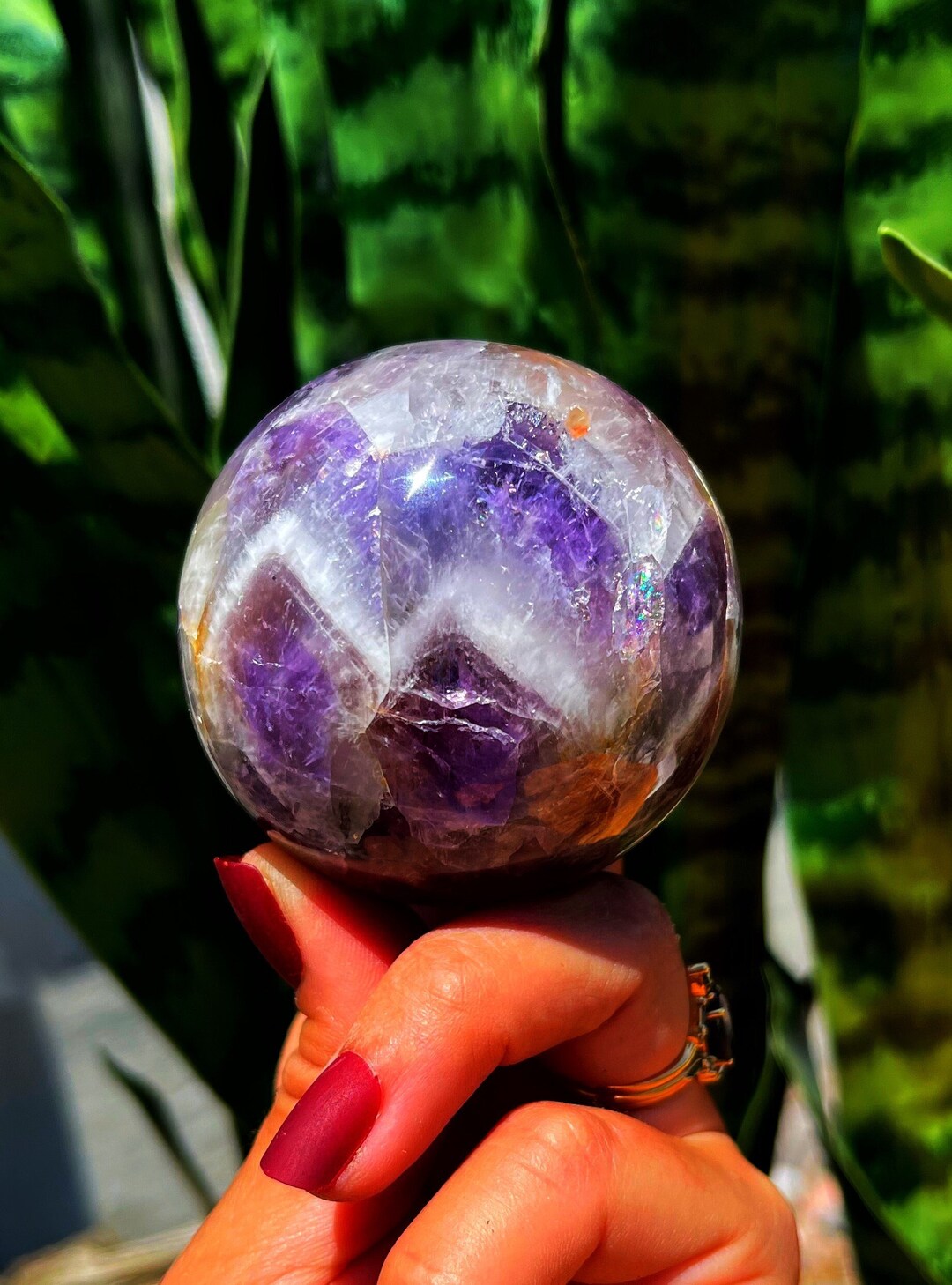 Chevron Amethyst Sphere W/ Stand for Energy Clearing- Crown Chakra ...