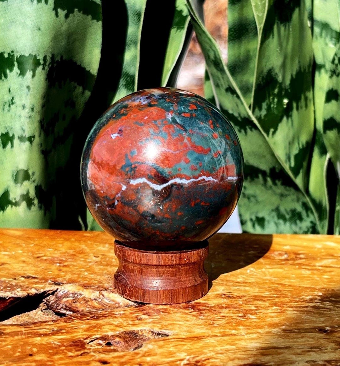Bloodstone Sphere W/ Stand - Aka Heliotrope Crystal for Spiritual ...