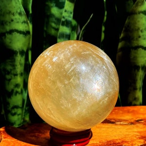 Optical Honey Calcite Sphere W/ Stand - for Cleansing & Amplifying ...