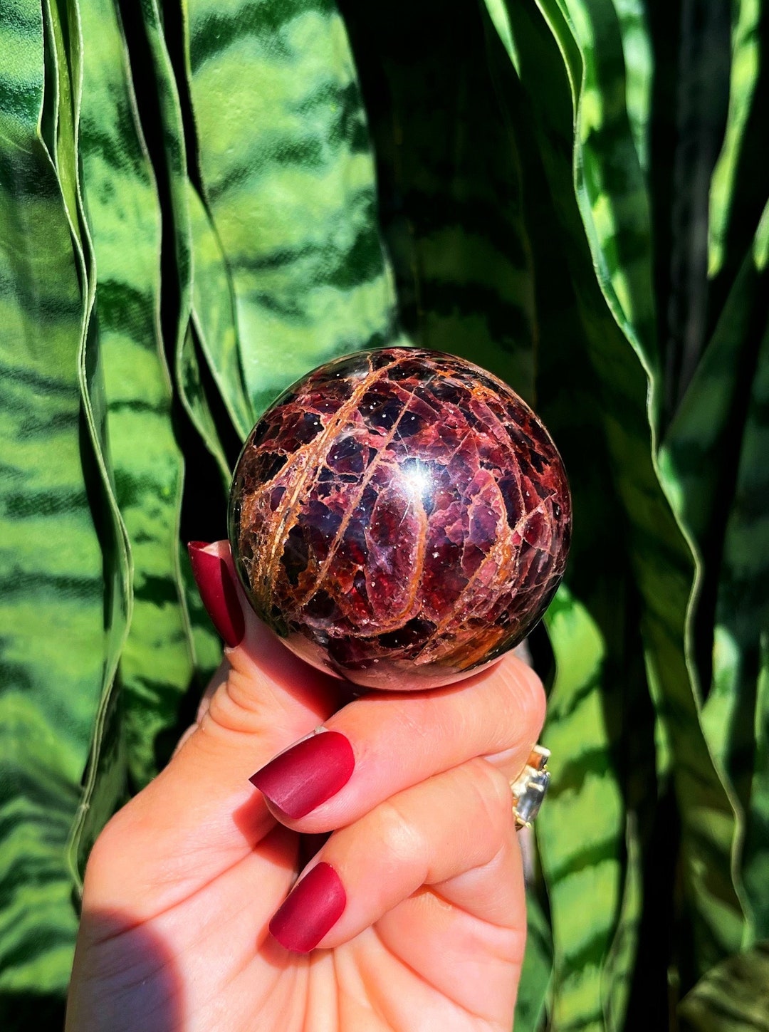 Star Garnet Sphere W/ Stand Root Chakra Crystal for Vitality and ...