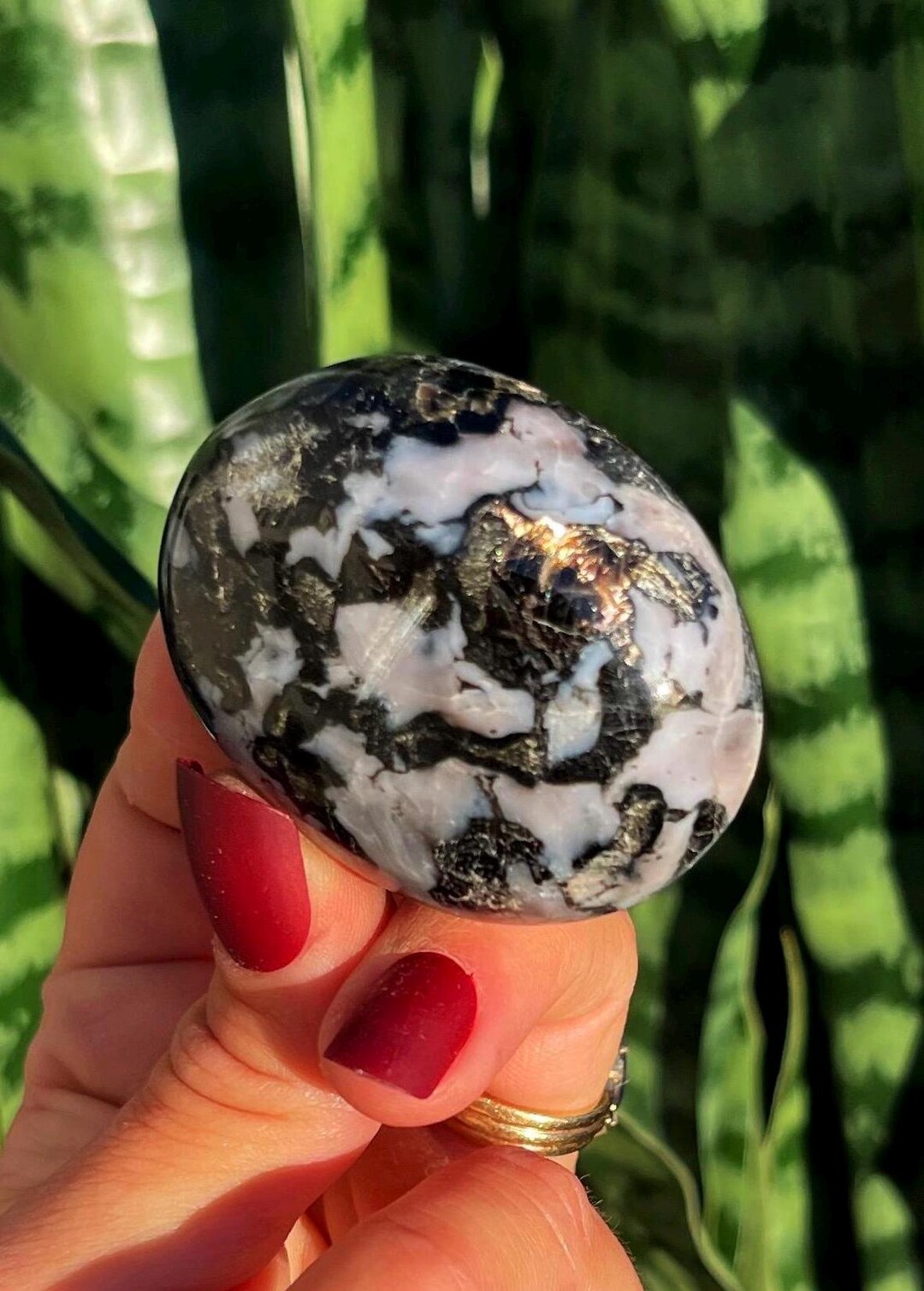 Merlinite Crystal Palm Stone - Aka Indigo Gabbro - Crown Chakra + Third ...