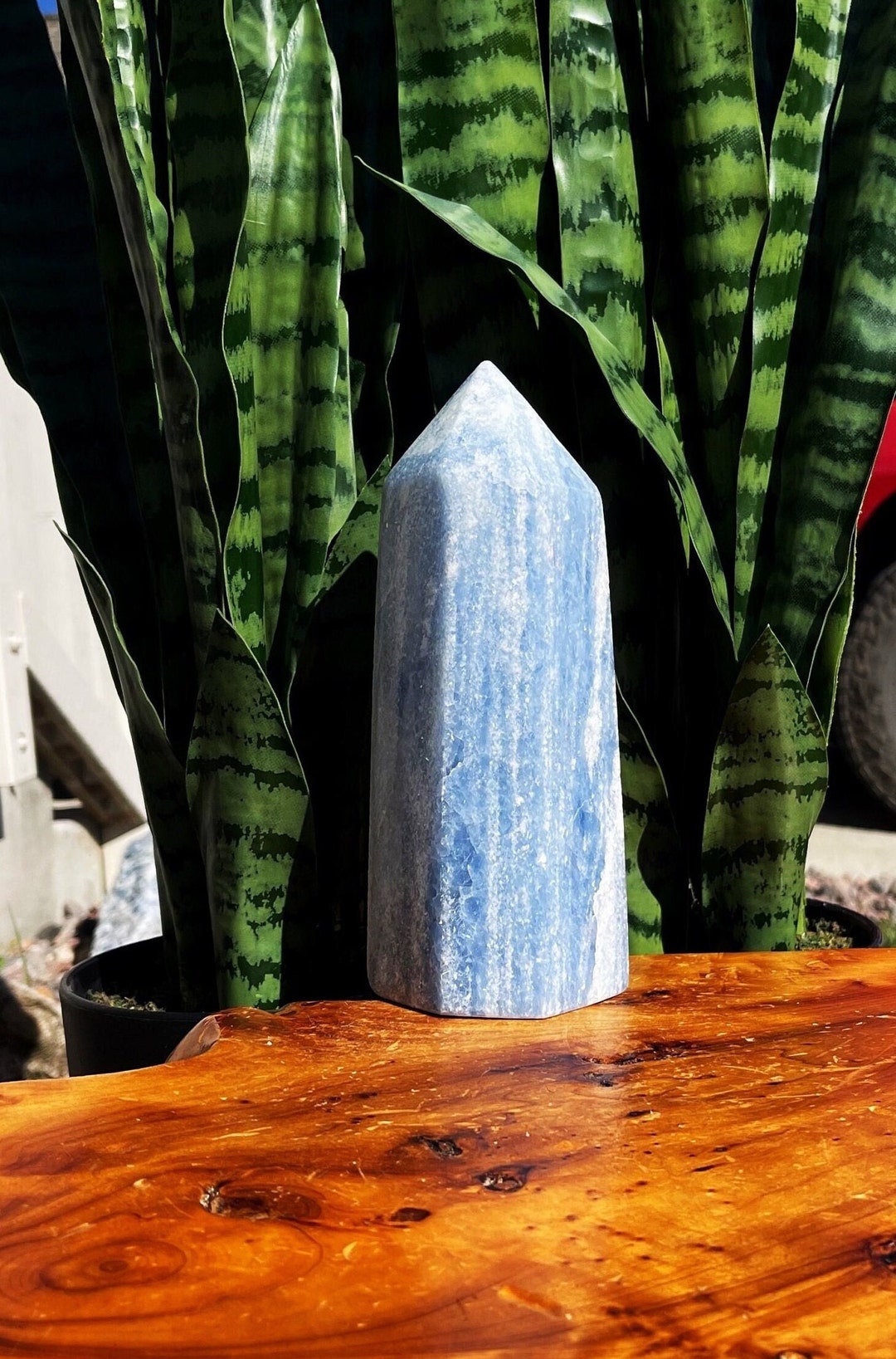 Large Blue Calcite Crystal Tower for Calming Nerves, Worries, and ...