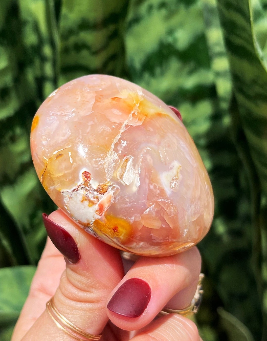 Flower Agate Crystal Palm Stone - for Self Growth, Transformation, and ...