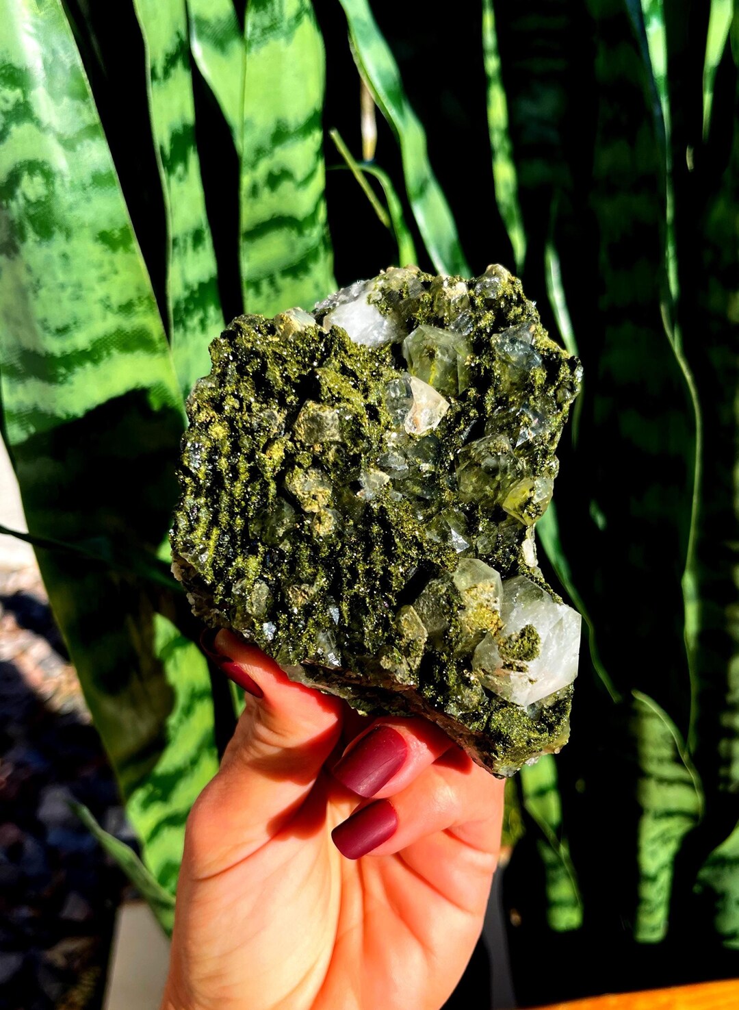 Forest Epidote W/ Quartz Crystal - Energetic Protection, Manifestation ...