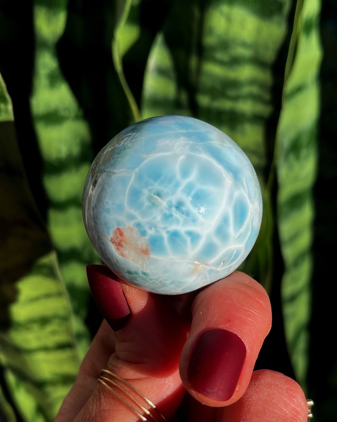 Larimar Sphere W/ Stand Throat Chakra Stone Soulmate Stone - Etsy