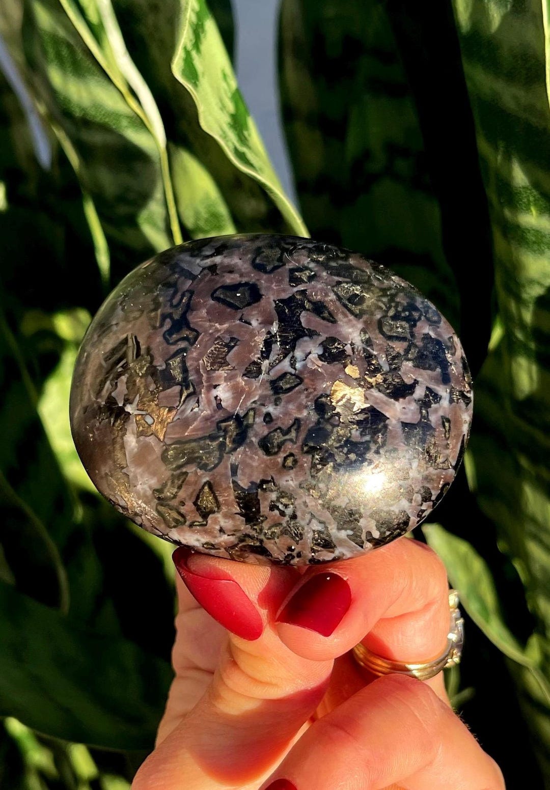 Merlinite Crystal Palm Stone - Aka Indigo Gabbro - Crown Chakra + Third ...