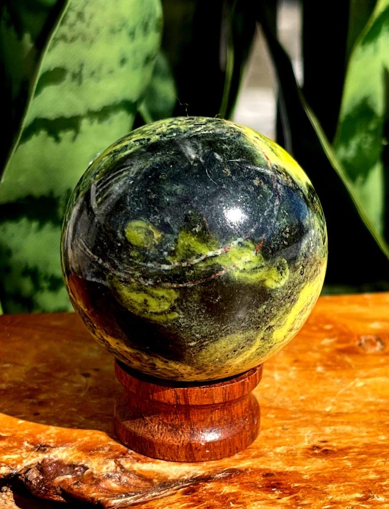 Peruvian Serpentine Sphere W/ Stand - for Vitality, Spiritual ...