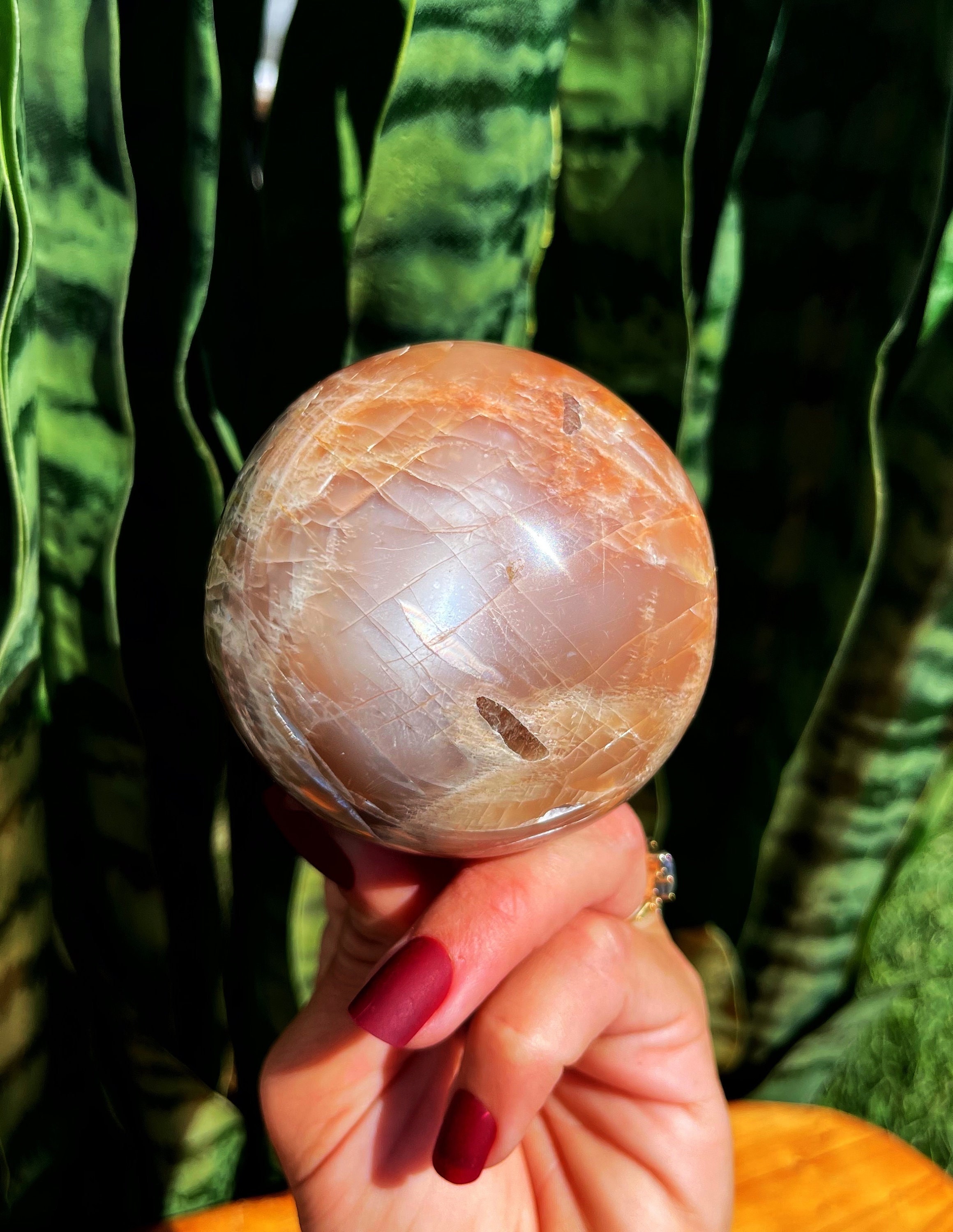 Peach Moonstone Sphere W/ Stand for Embracing Your Divine Feminine ...